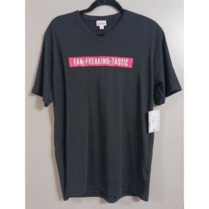LuLaRoe | Tops | Nwt Lularoe Devin Black Fanfreakingtastic Tshirt Vneck ...
